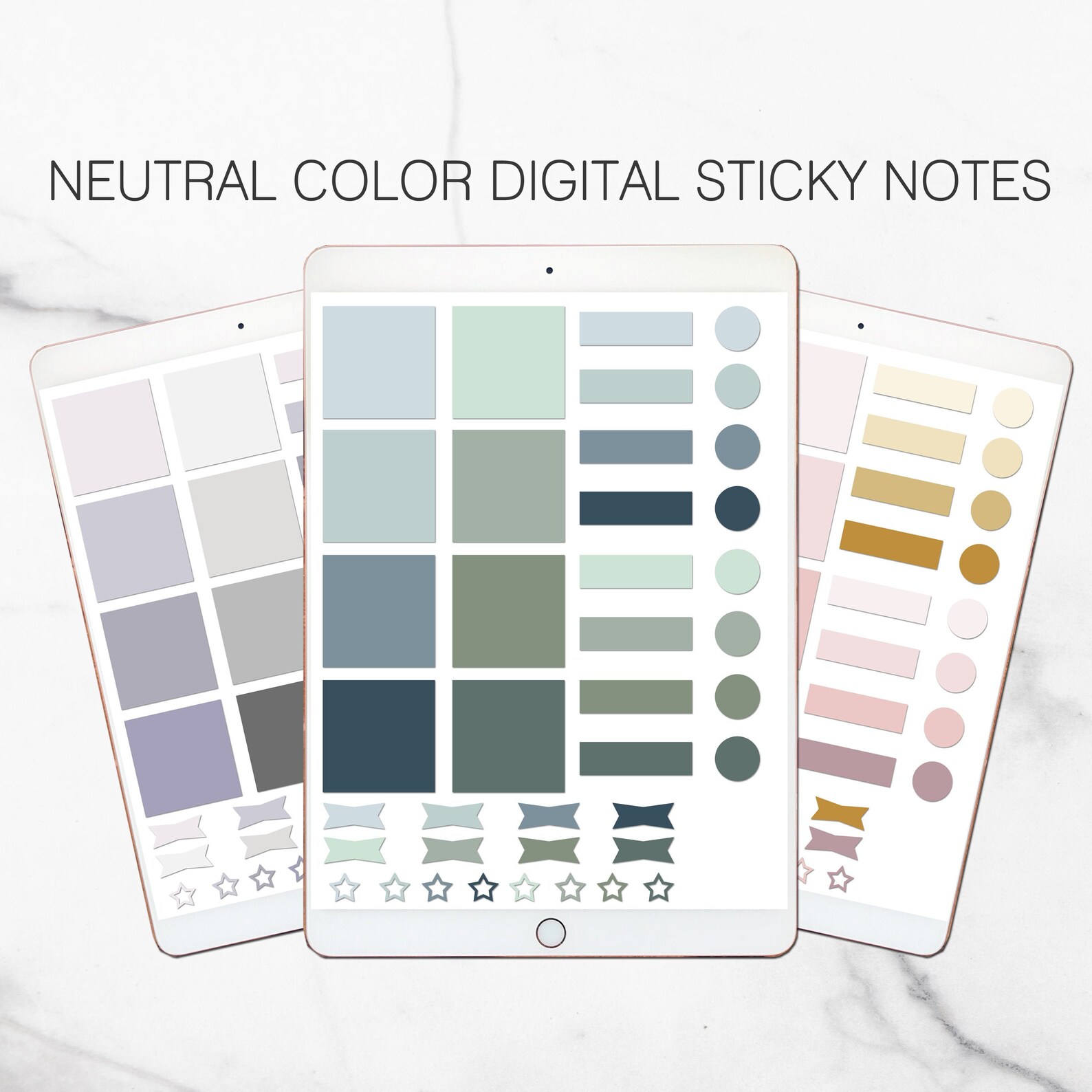 Digital Sticky Notes Neutral Colors Digital Stickers 120 | Etsy