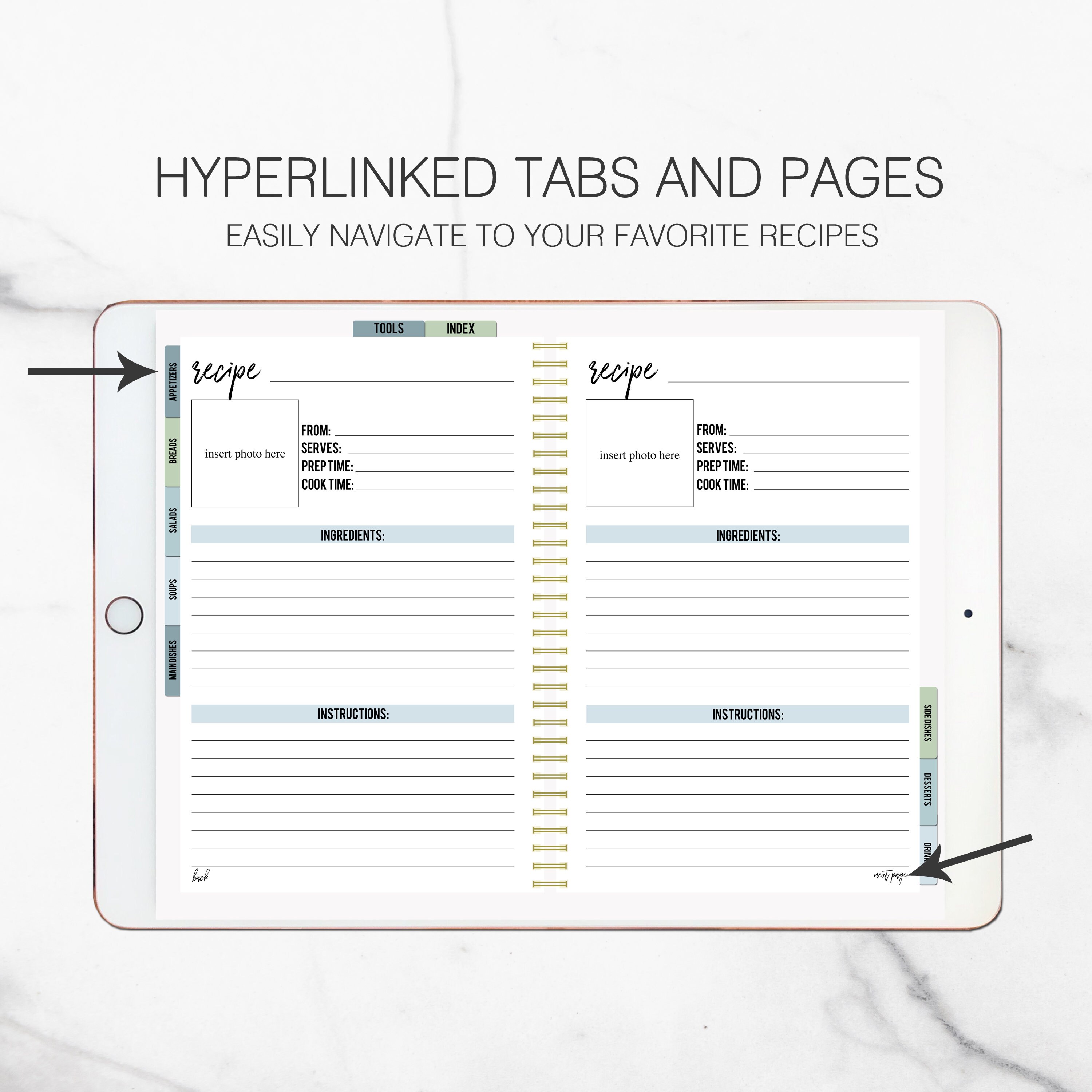 Digital Recipe Book blue | Etsy