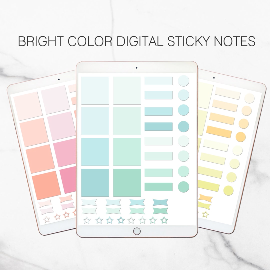 Digital Sticky Notes, Bright Rainbow Colors, Digital Stickers 120 total ...