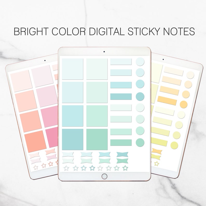 Digital Sticky Notes, Bright Rainbow Colors, Digital Stickers 120 total ...