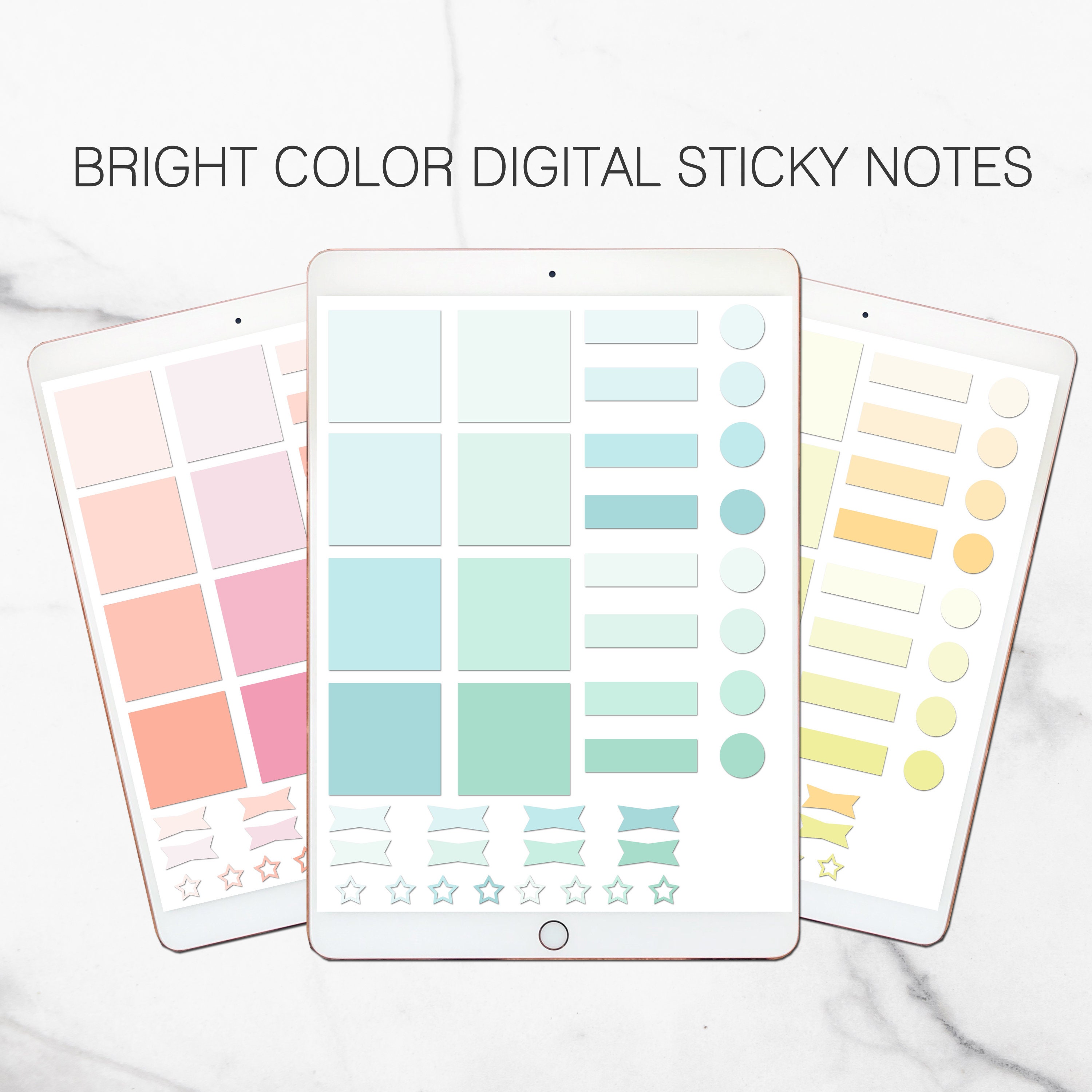 Digital Sticky Notes, Bright Rainbow Colors, Digital Stickers 120 total ...