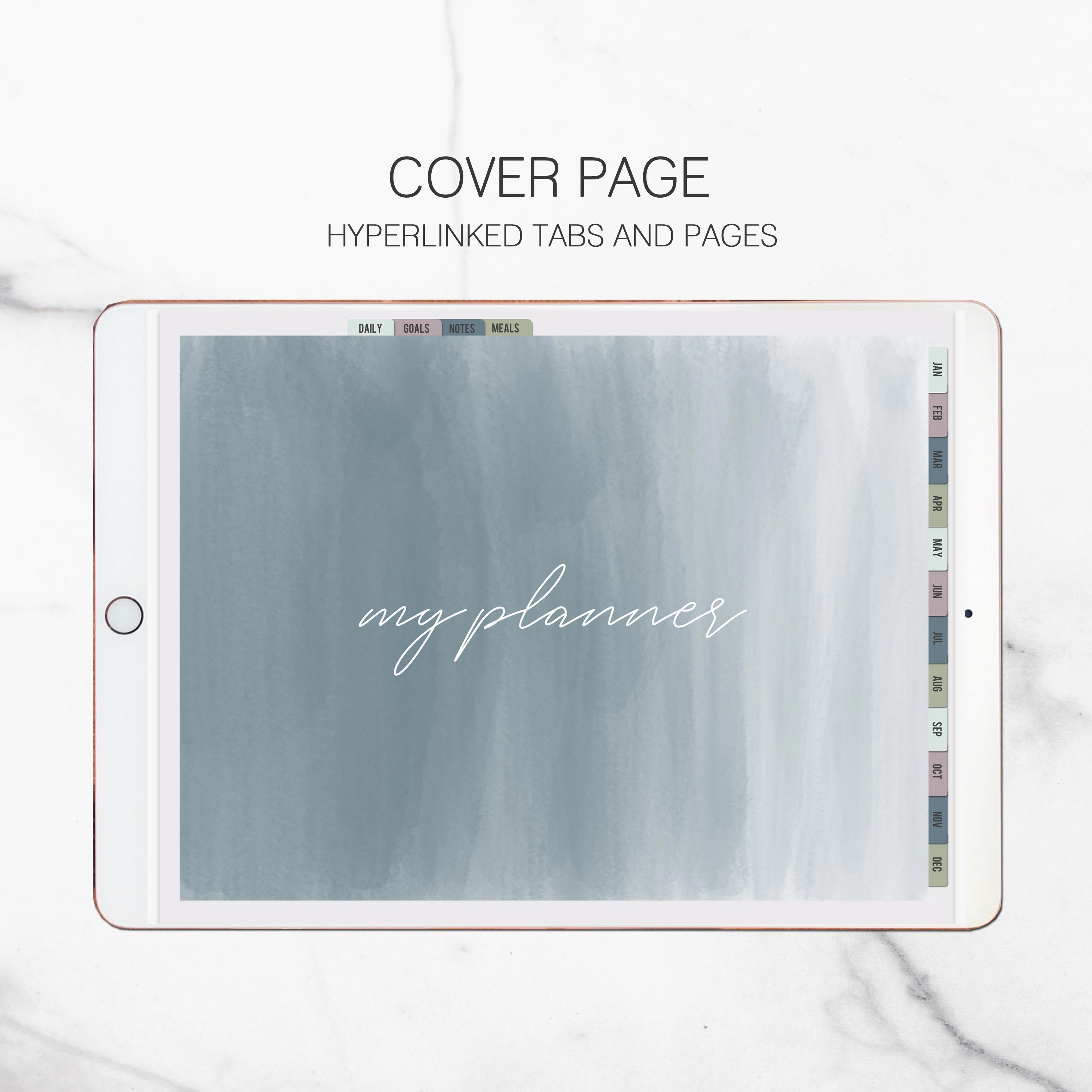 Undated Digital Planner blue Yearly, Weekly, Monthly for Ipad, Computer ...