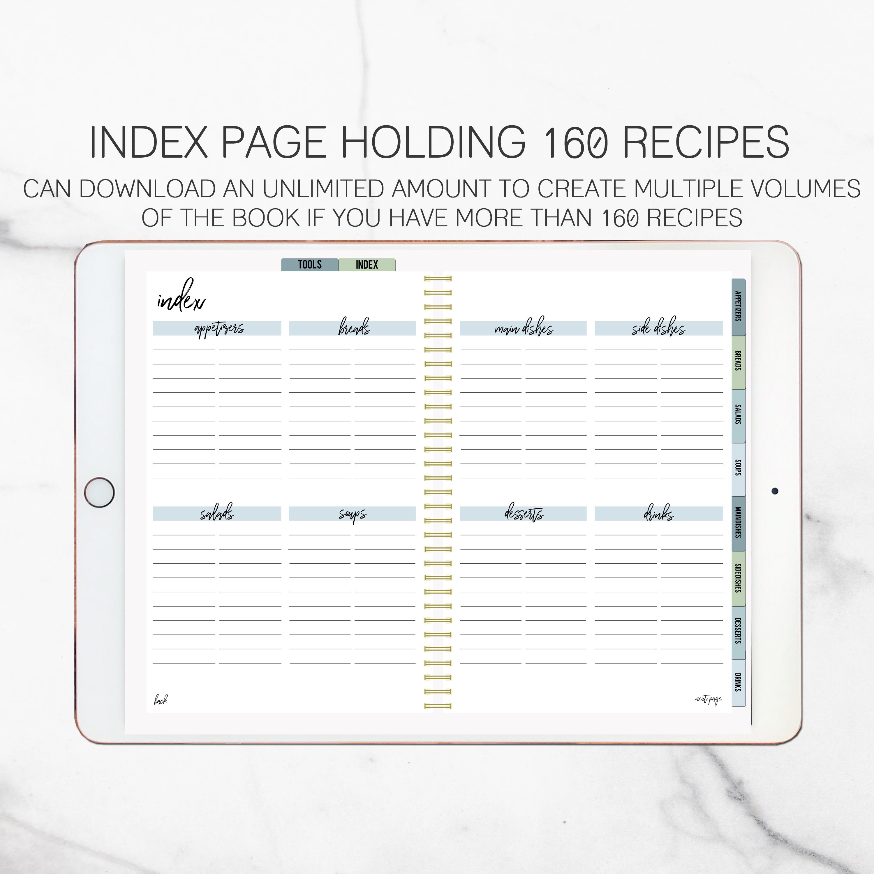 Digital Recipe Book blue | Etsy