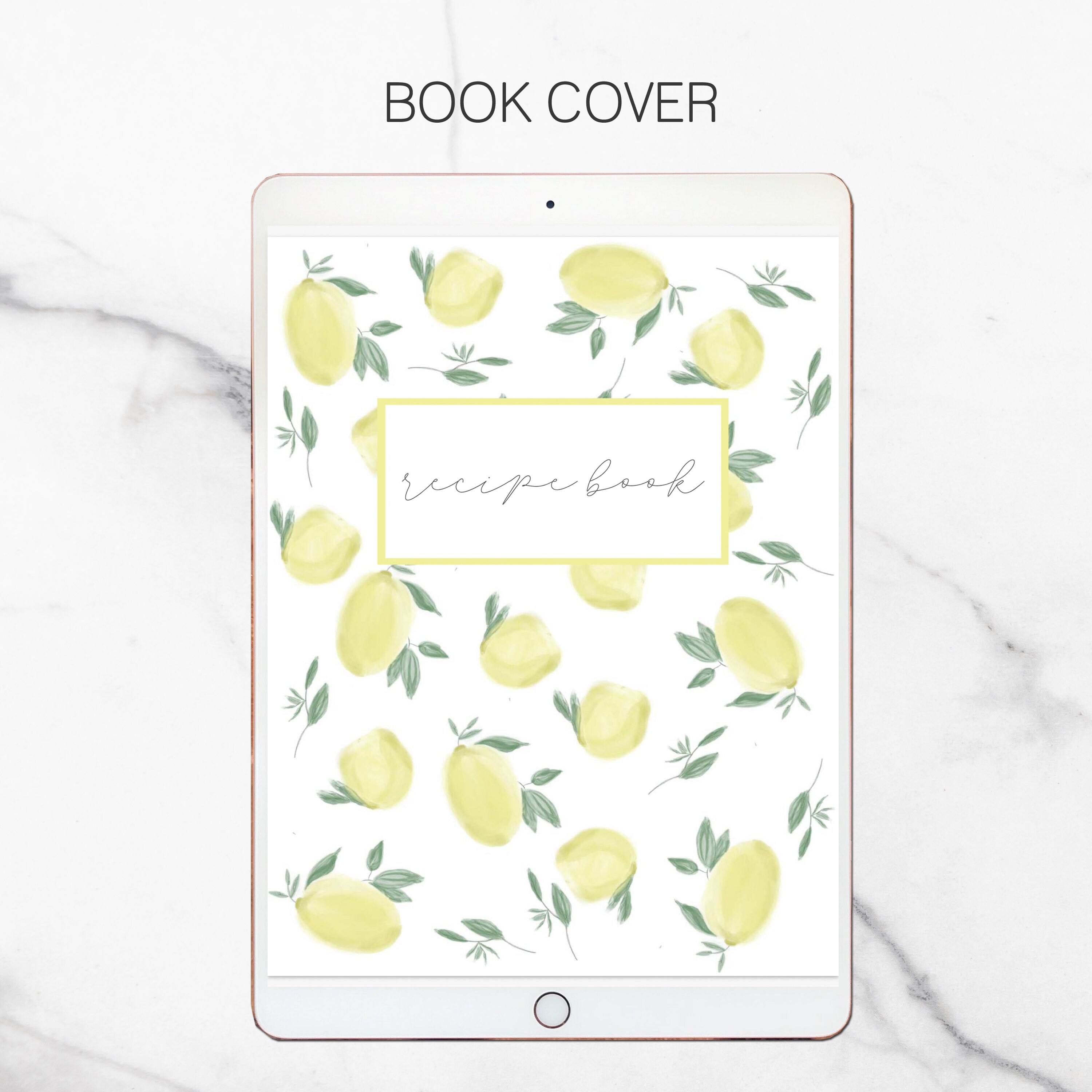 Digital Recipe Book Watercolor Lemon Theme for Ipad, Computer, Tablet ...