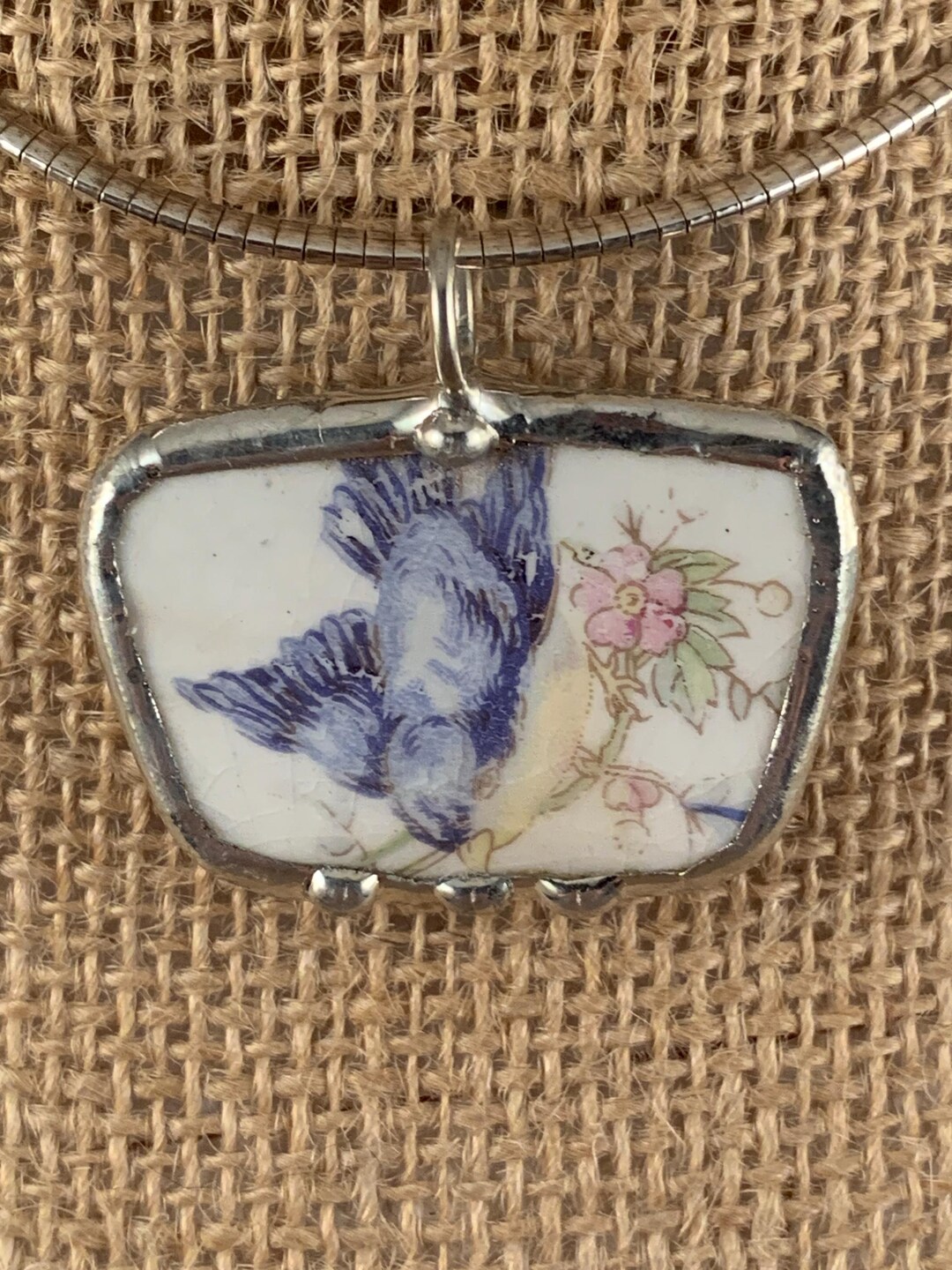 Broken China Blue Bird Pendant -- #31,799 - Etsy