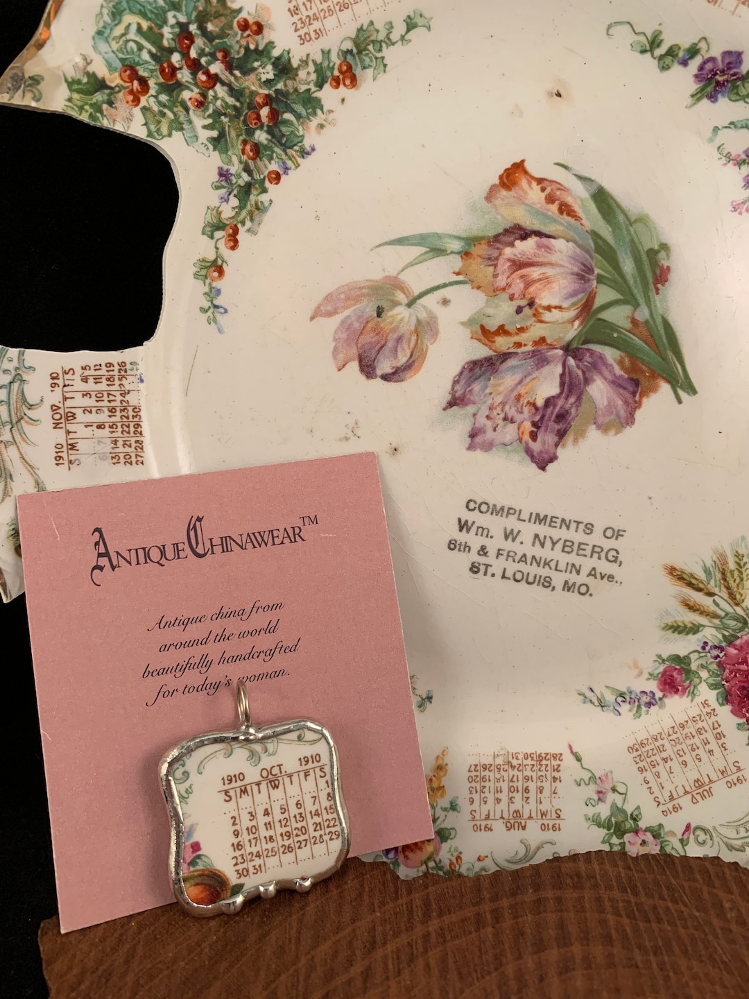 Broken China Calendar Plate Pendant -- #30,806 - Etsy