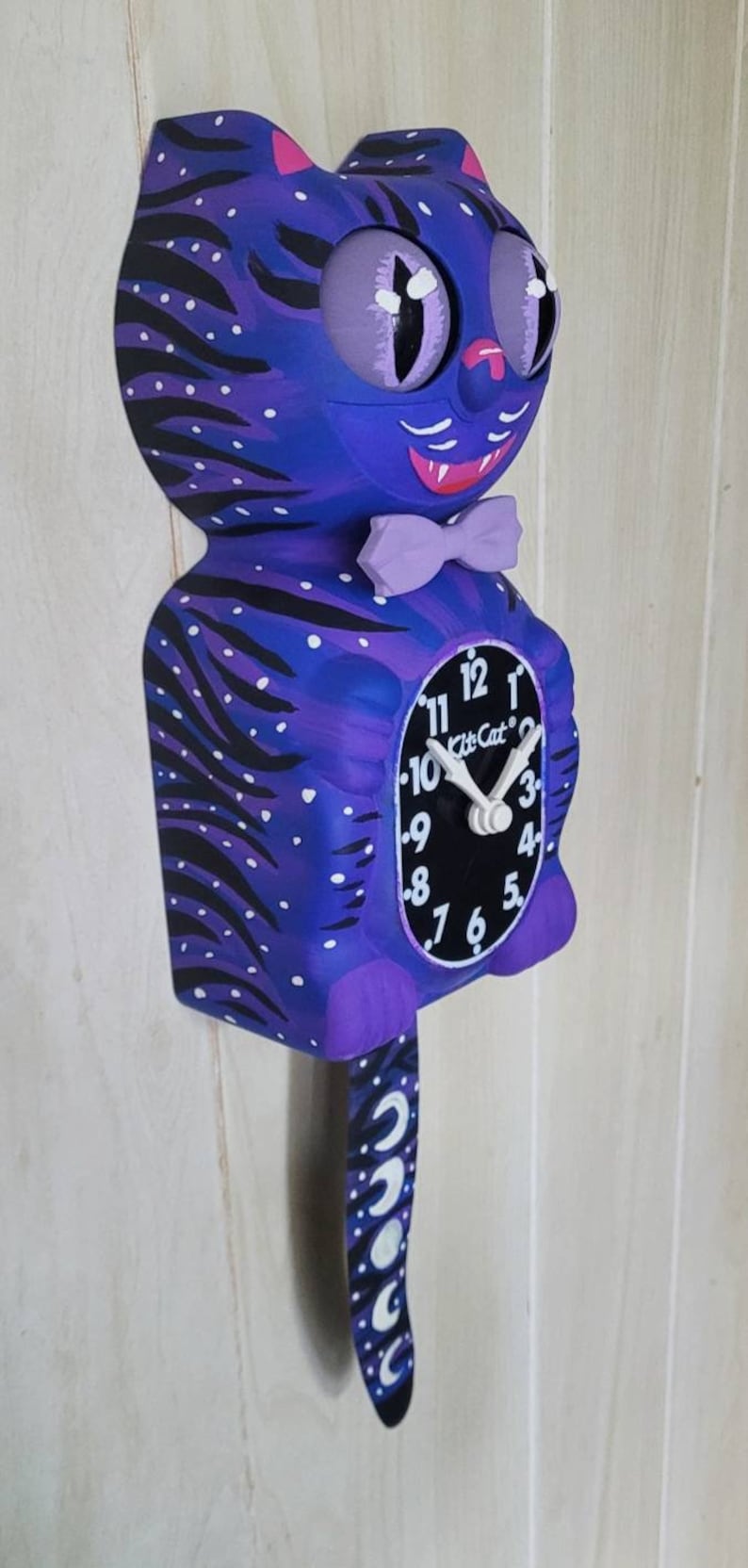 Purple Eyed Moon Phase Kit Cat Clock - Etsy
