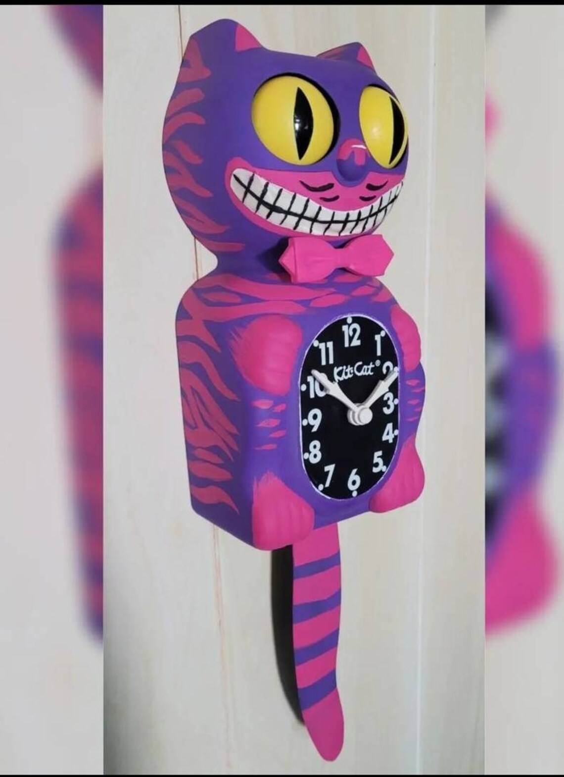 Pink & Purple Smiling Kit Cat Clock - Etsy