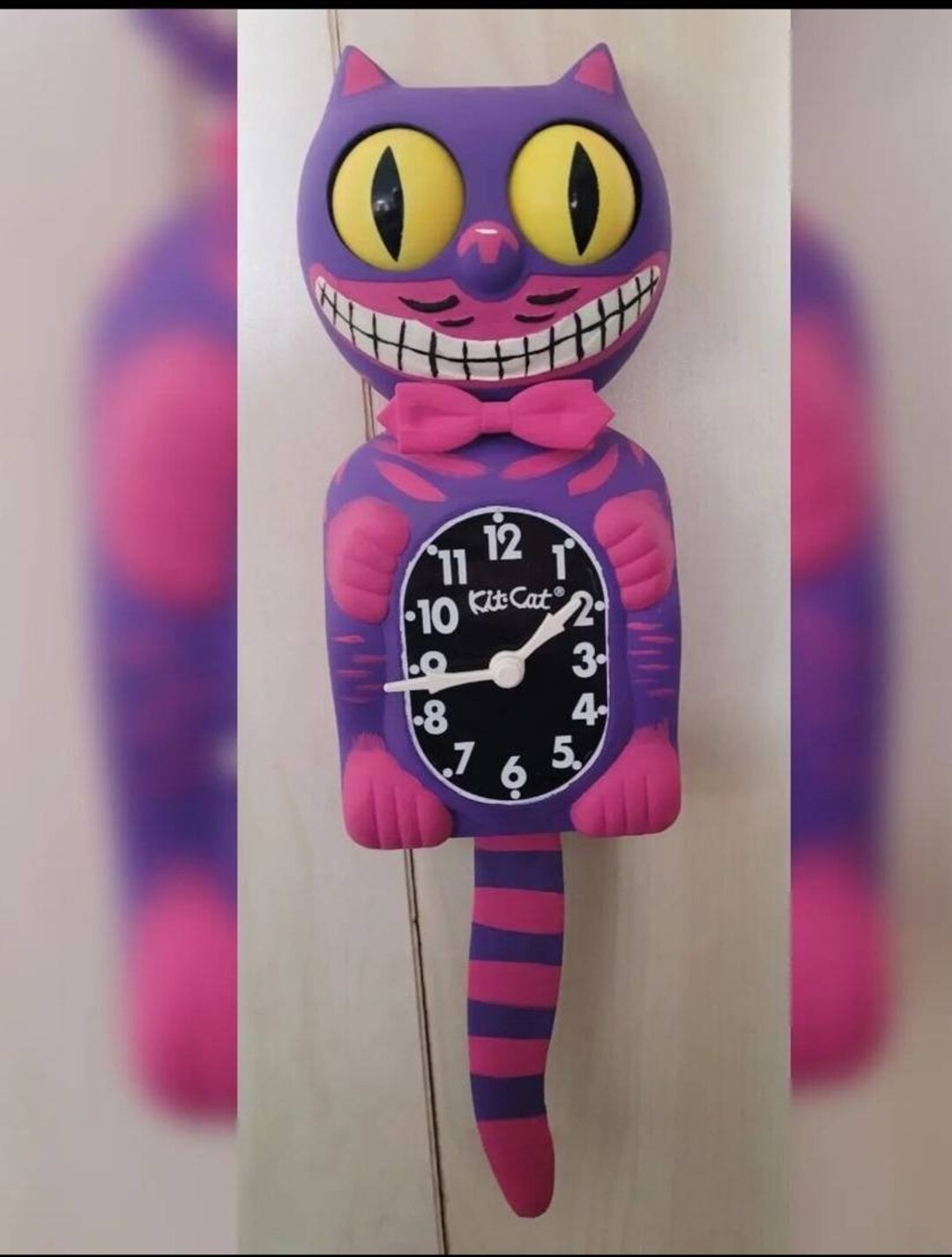 Pink & Purple Smiling Kit Cat Clock - Etsy