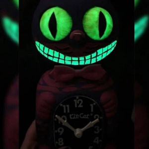 Pink & Purple Smiling Kit Cat Clock - Etsy