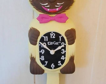 Pink & Purple Smiling Kit Cat Clock - Etsy