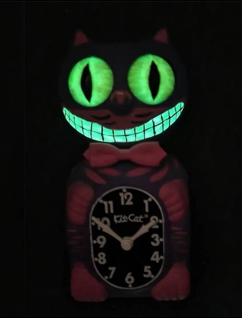 Pink & Purple Smiling Kit Cat Clock - Etsy