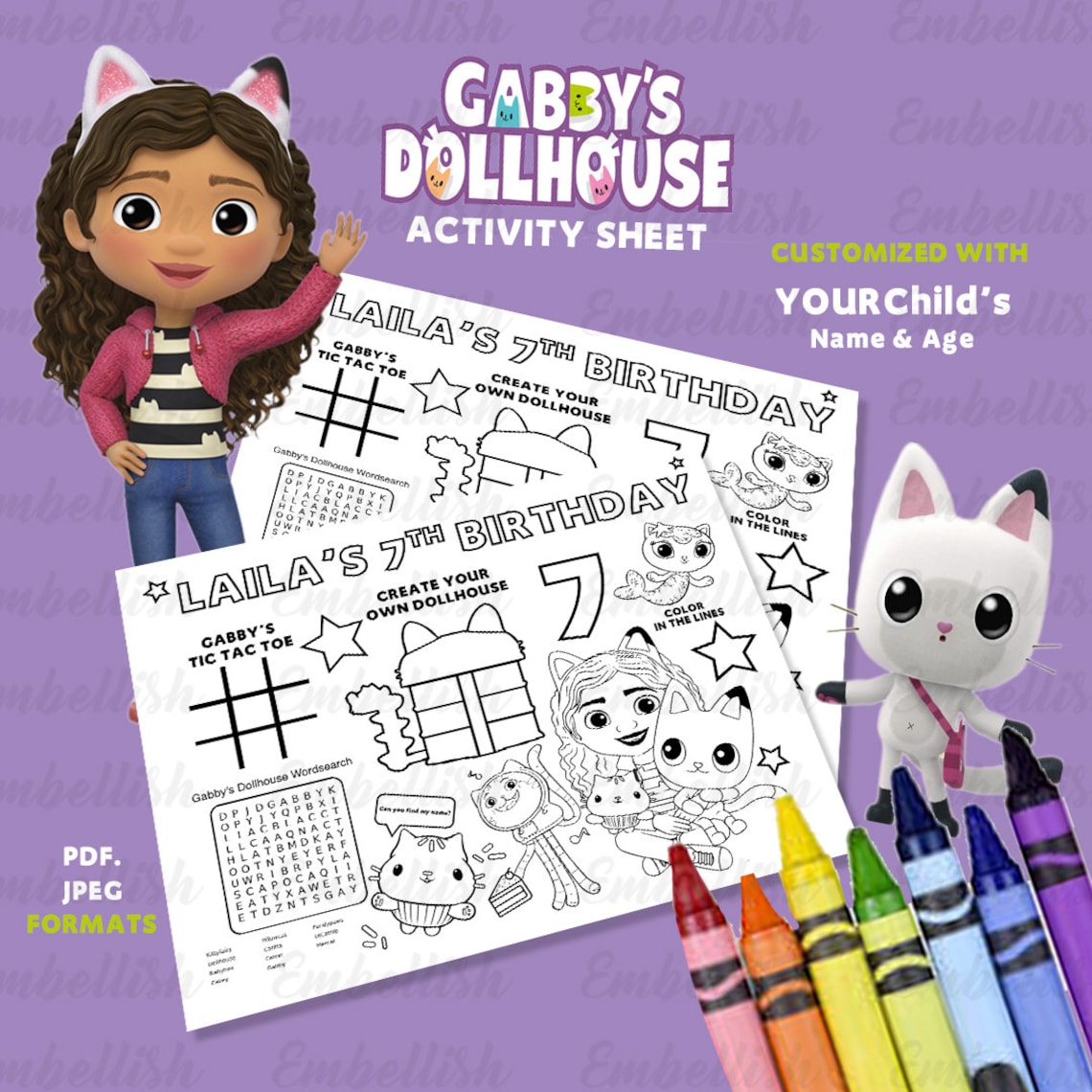 Gabby's Dollhouse Birthday Party Activity Page - Etsy