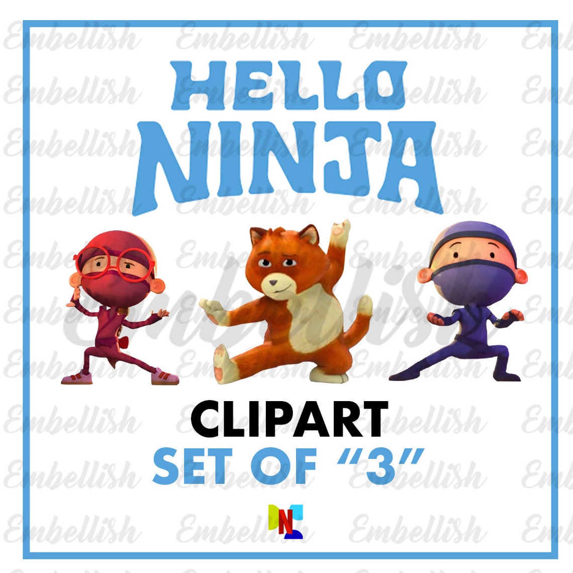 Hello Ninja Clipart Set of "3" - Etsy