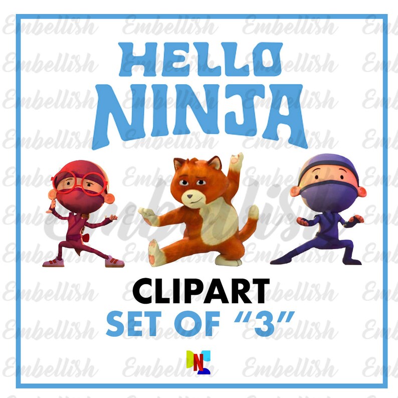 Hello Ninja Clipart Set of "3" - Etsy