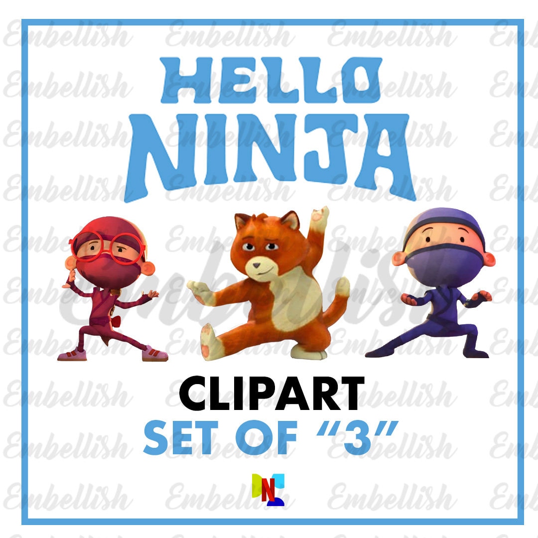 Hello Ninja Clipart Set of "3" - Etsy UK