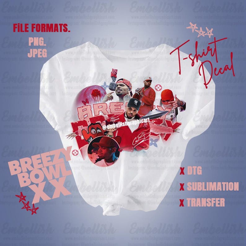 Chris Brown Breezy Bowl XX Tour 2025 Digital T-shirt Decal | Instant ...