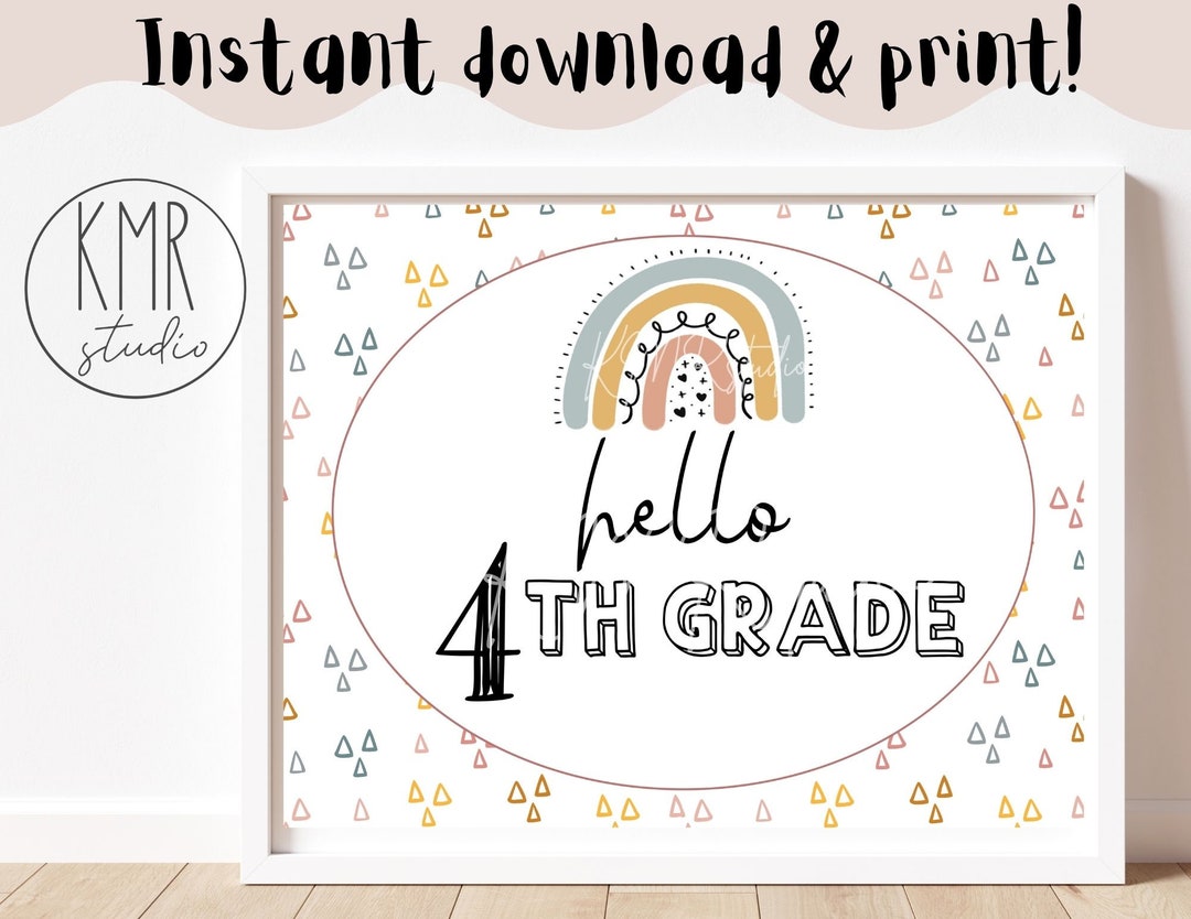 Boho Rainbow First Day 4th SIGN: INSTANT Download & Print! Boho Rainbow ...
