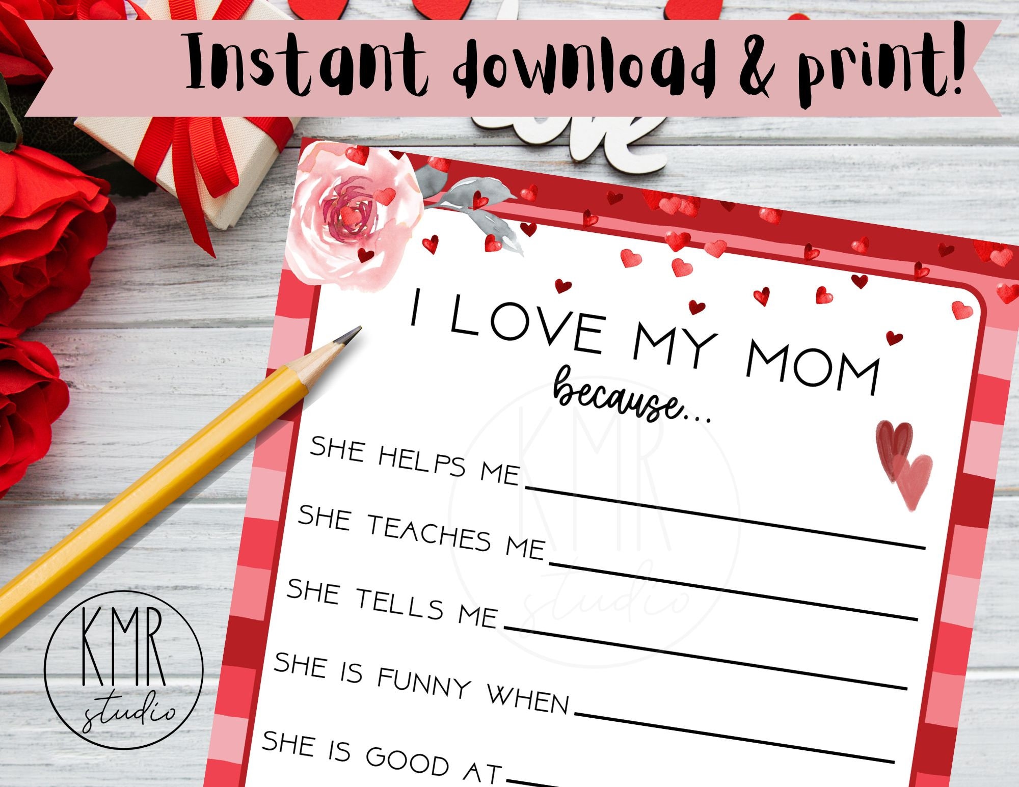 Valentine MOM Questionnaire; Instant Download & Print! 8.5x11 ...