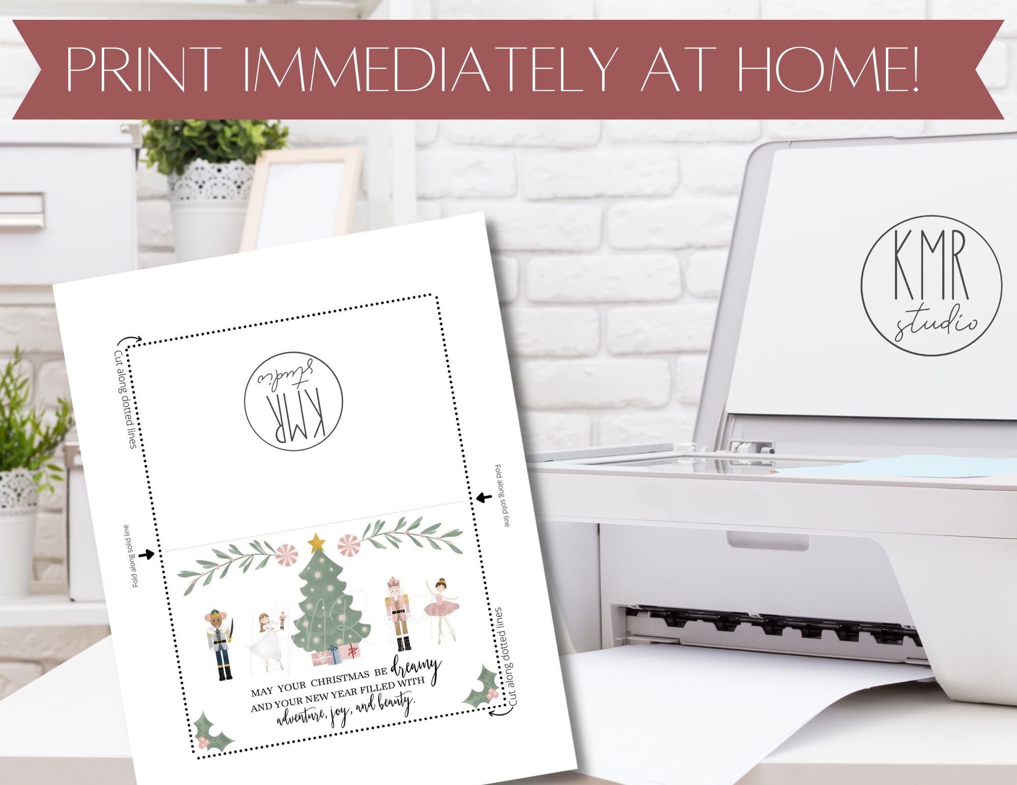 Nutcracker CARD; Instant Download & Print! Blank 4x6 Folded Card ...