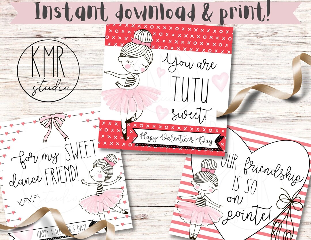 Valentine DANCE Tags; Instant Download & Print! 2.5x2.5" Variety; Tutu ...
