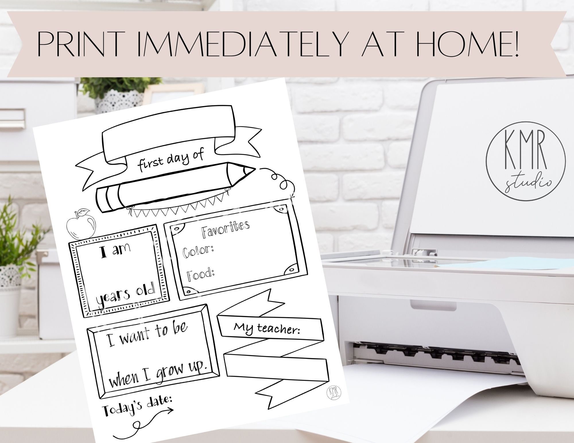 All About Me Worksheet- First Day of School! INSTANT Digital Download ...