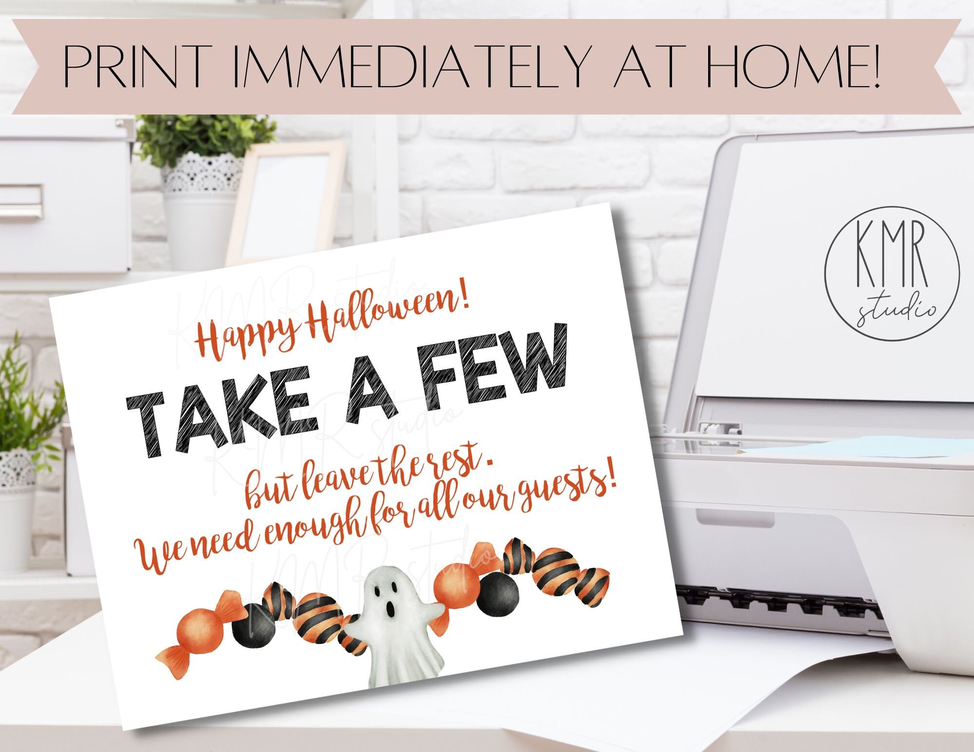 Trick-or-treat SIGN; Instant Download & Print! TAKE A FEW; Halloween ...