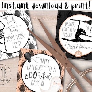 Halloween DANCE TAGS; Instant Download & Print! 2.5"x2.5" Treat/gift ...