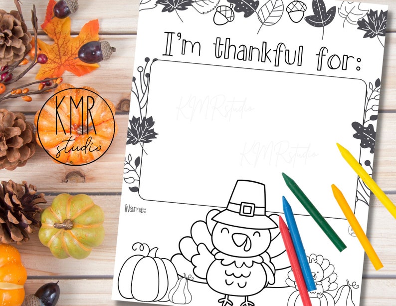 Kids Thanksgiving Coloring Page; Instant Download & Print! 8.5x11 ...