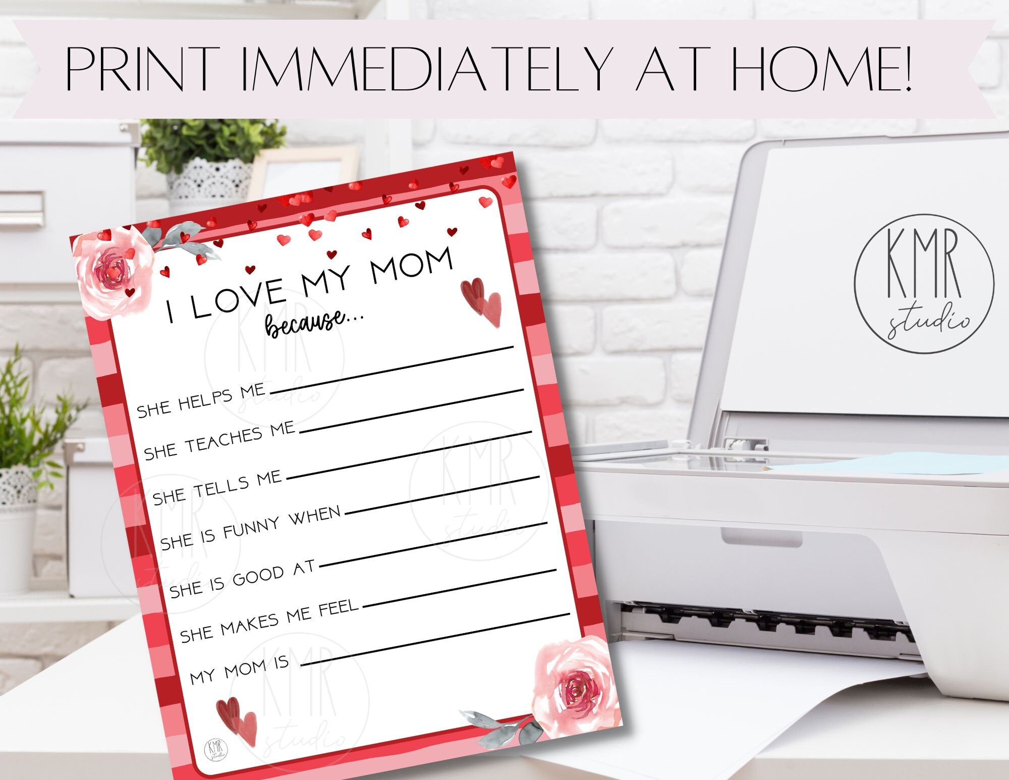Valentine MOM Questionnaire; Instant Download & Print! 8.5x11 ...