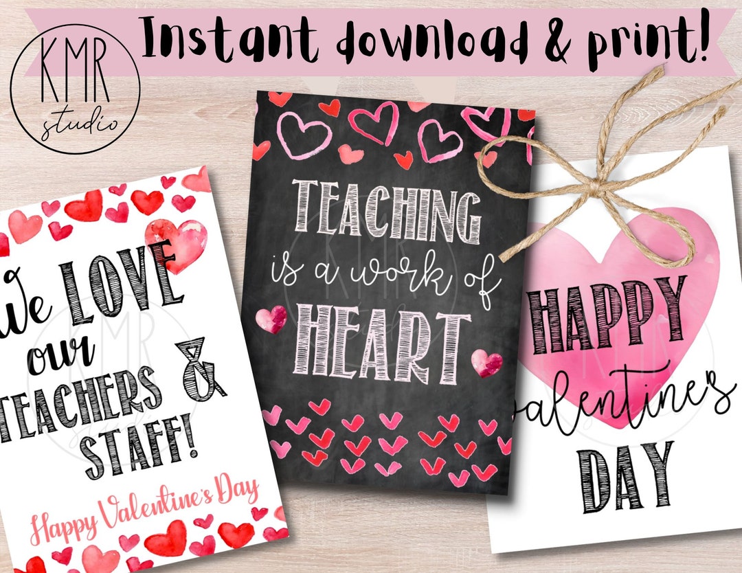 Valentine TEACHER Tags; Instant Download & Print! 3 Designs; 2.5x3.5 ...