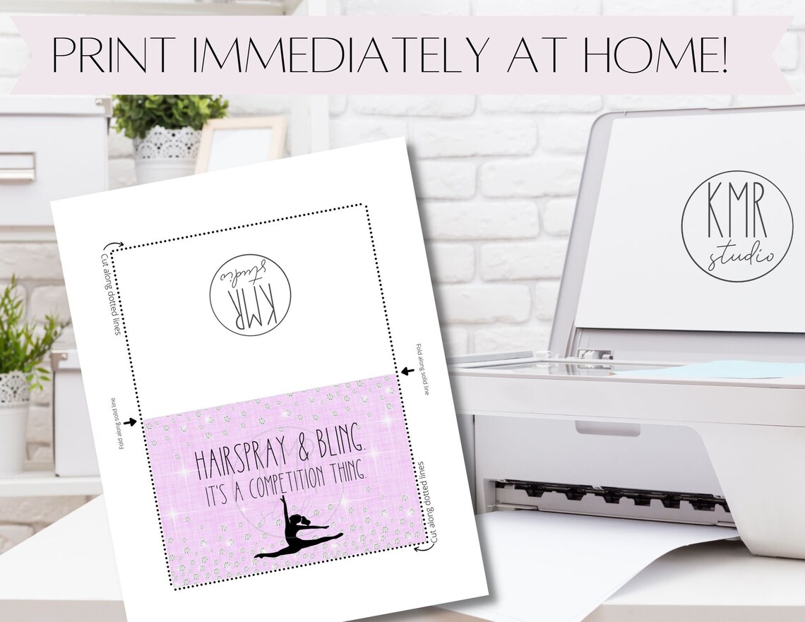 Dance Competition CARD; Instant Download & Print! 4x6 Blank Folded Card ...
