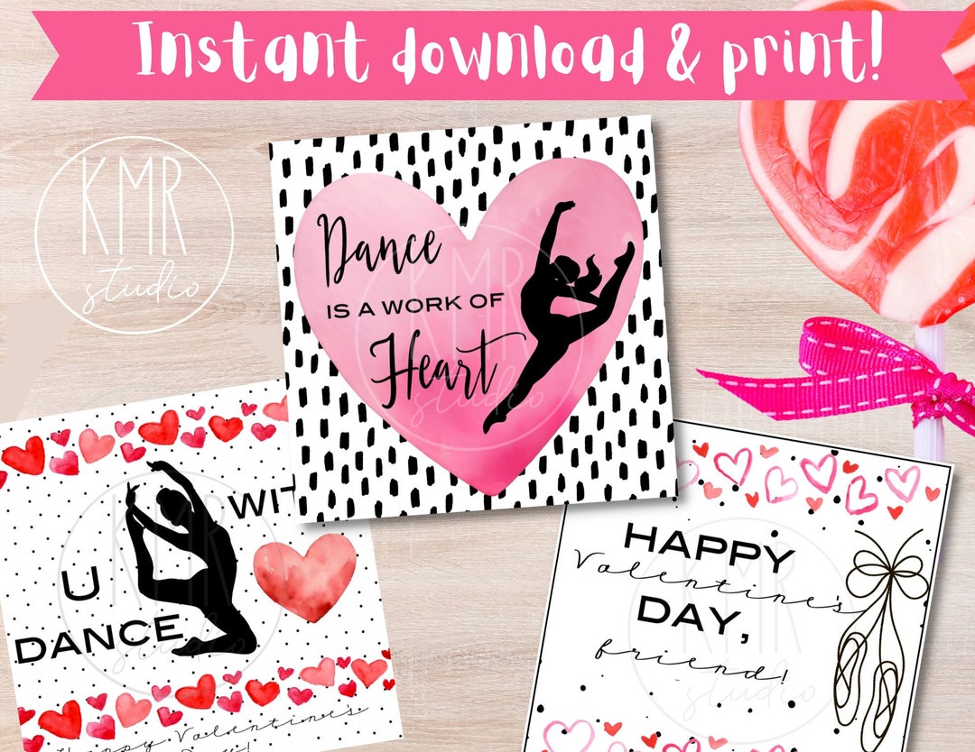 Valentine DANCE TAGS; Instant Download & Print! 2.5x2.5" Treat/gift ...