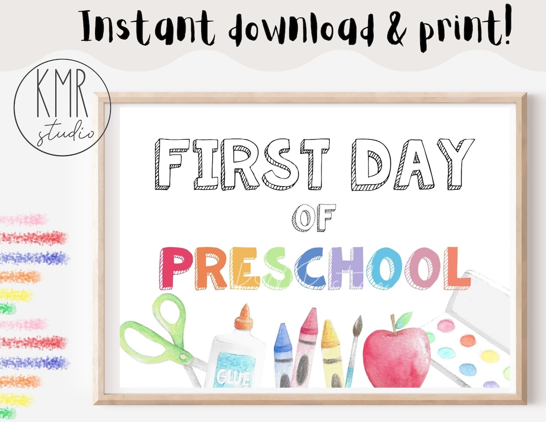 First Day Preschool Sign: INSTANT Download & Print! Hooray! Collection ...