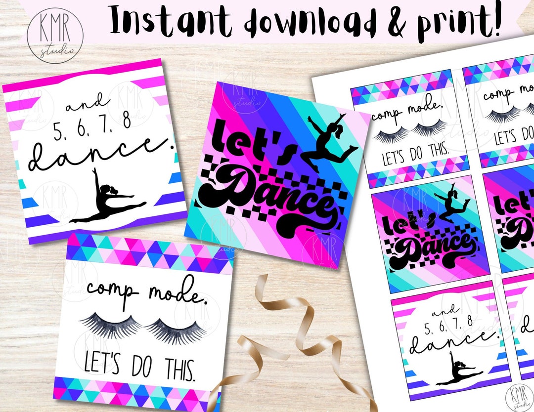 DANCE Gift/treat TAGS; INSTANT Download & Print! 2.5x2.5" Competition ...