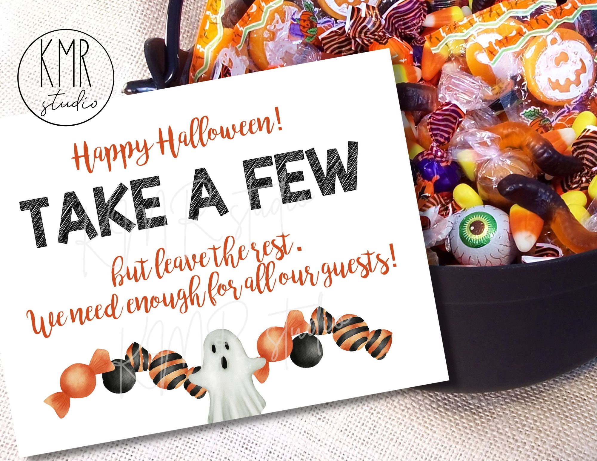 Trick-or-treat SIGN; Instant Download & Print! TAKE A FEW; Halloween ...