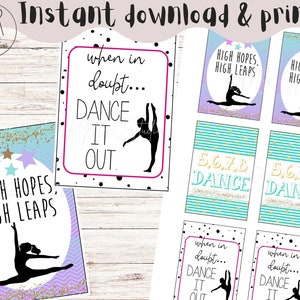 Dance Gift & Treat TAGS INSTANT Download and Print Bright - Etsy