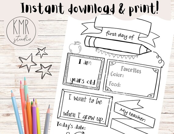 All About Me Worksheet First Day of School INSTANT Digital - Etsy