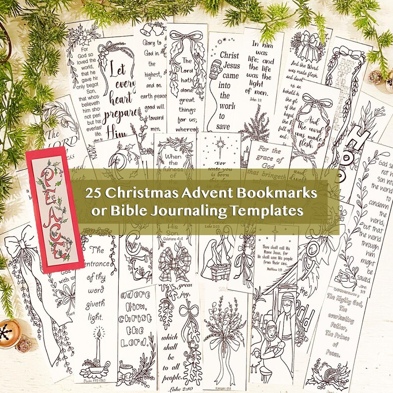 Christmas Bookmark Bundle. 25 Printable Bookmarks or Bible Journaling ...