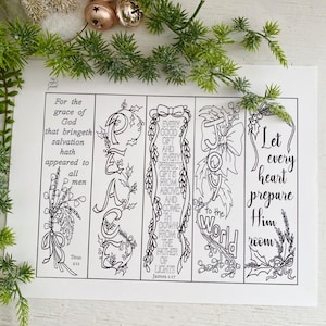 Christmas Printable Coloring Bookmarks, Christian, Advent, Bible, Bible ...