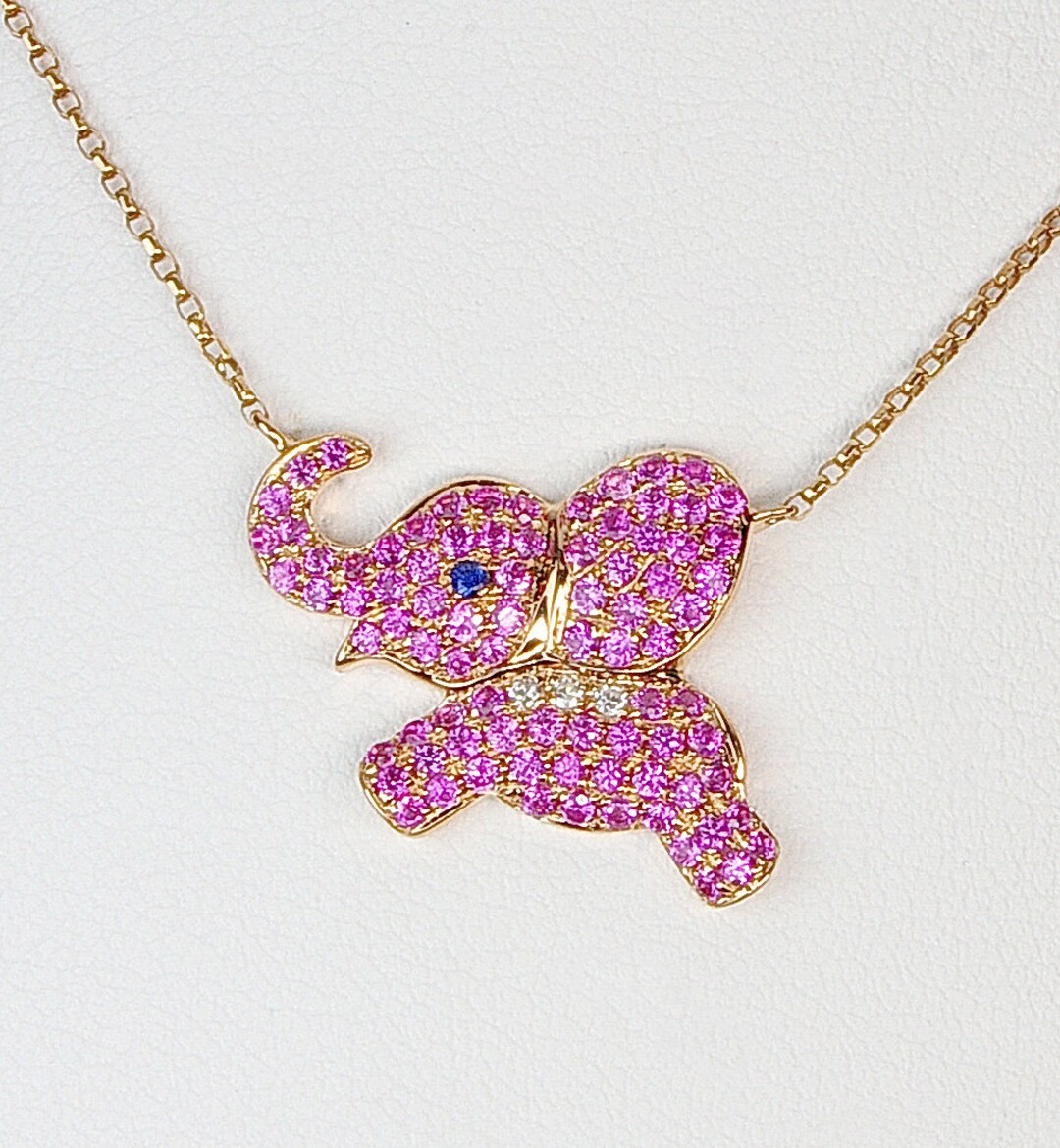 14k Pink Sapphire Elephant, Animal Nature, Rose Gold - Etsy