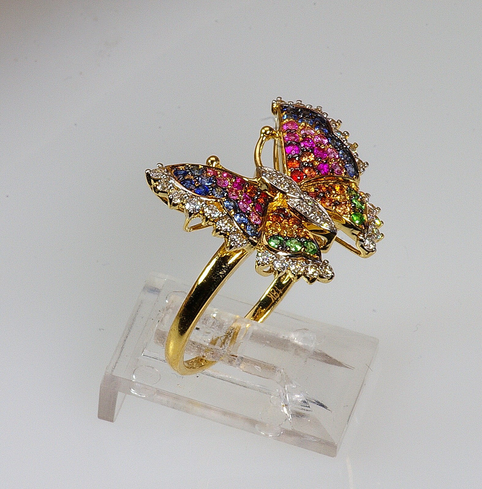 18k butterfly ring filigree multi color multi gem diamond - Etsy.de