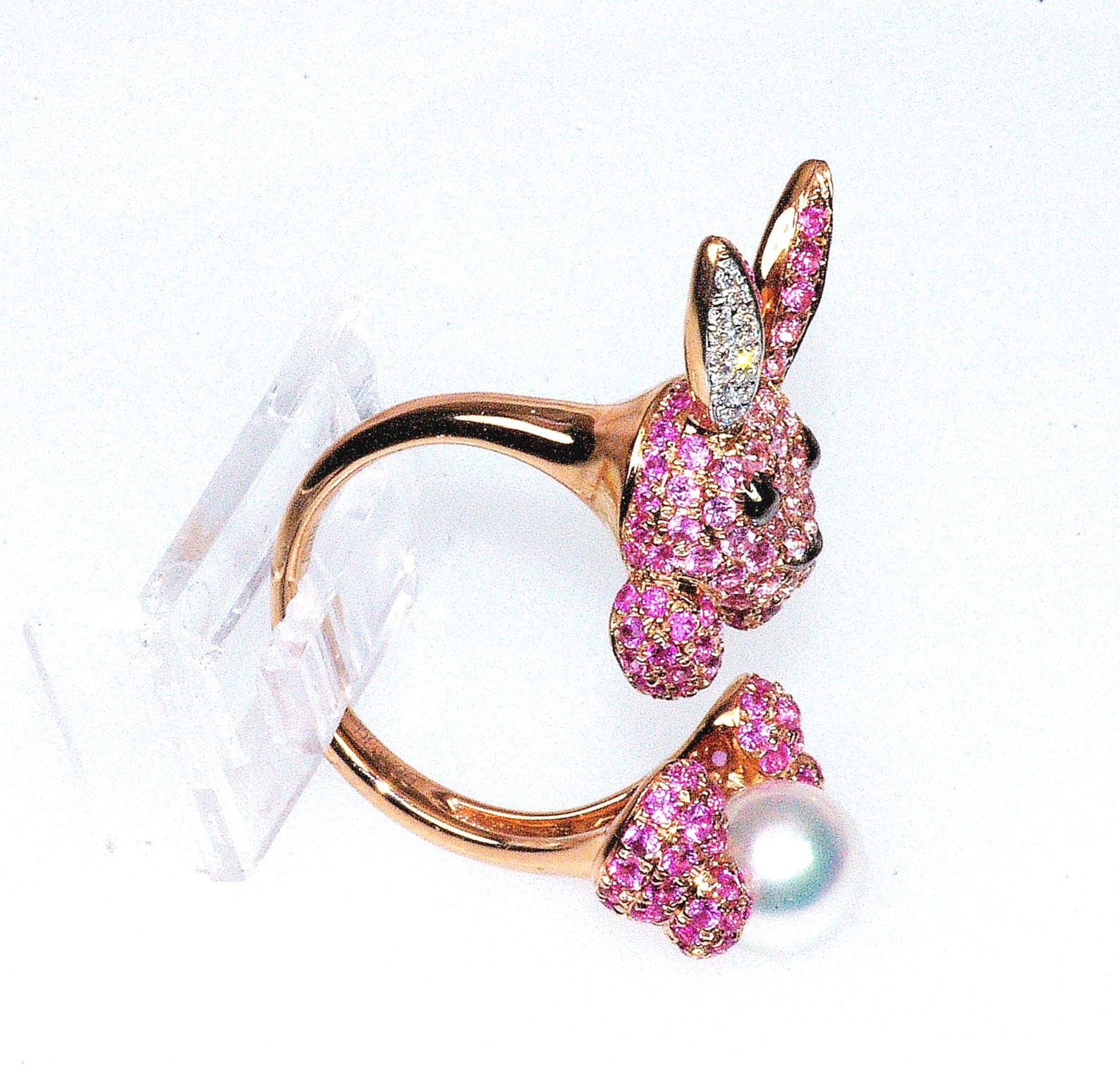 18k Bunny Rabbit Ring, Wrap Around, Animal, Pink Sapphire, Ruby, South ...