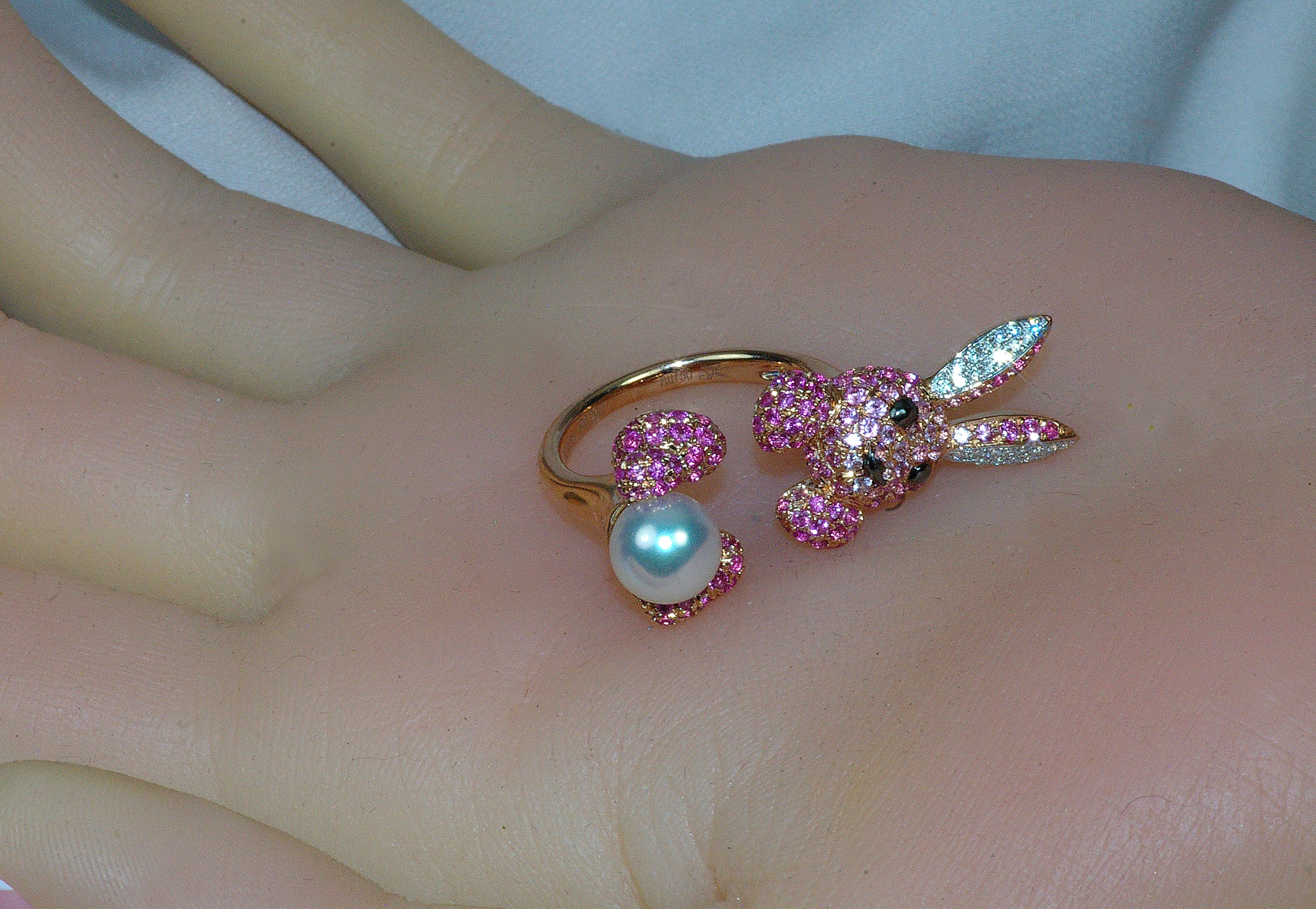 18k Bunny Rabbit Ring Wrap Around Animal Pink Sapphire - Etsy