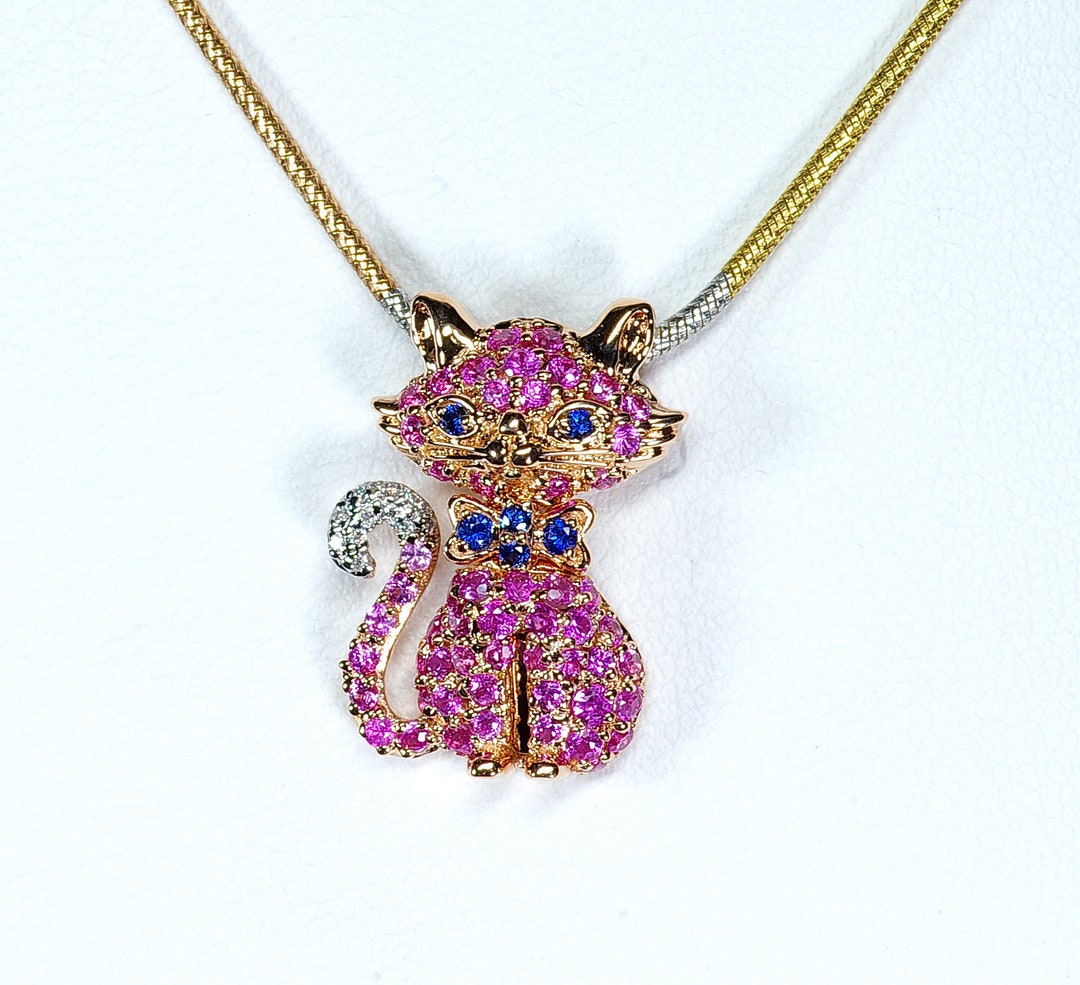 18K Gold, Cat Kitty Pendant, 18K Rose Gold, Animal Nature, Pink ...