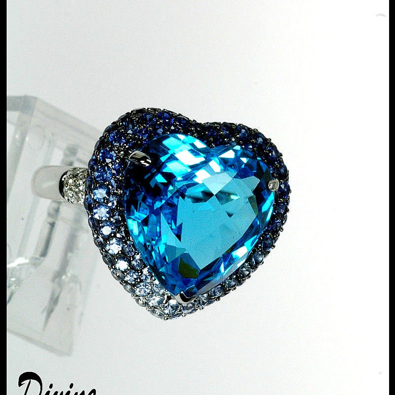 Blue Heart Ring - Etsy
