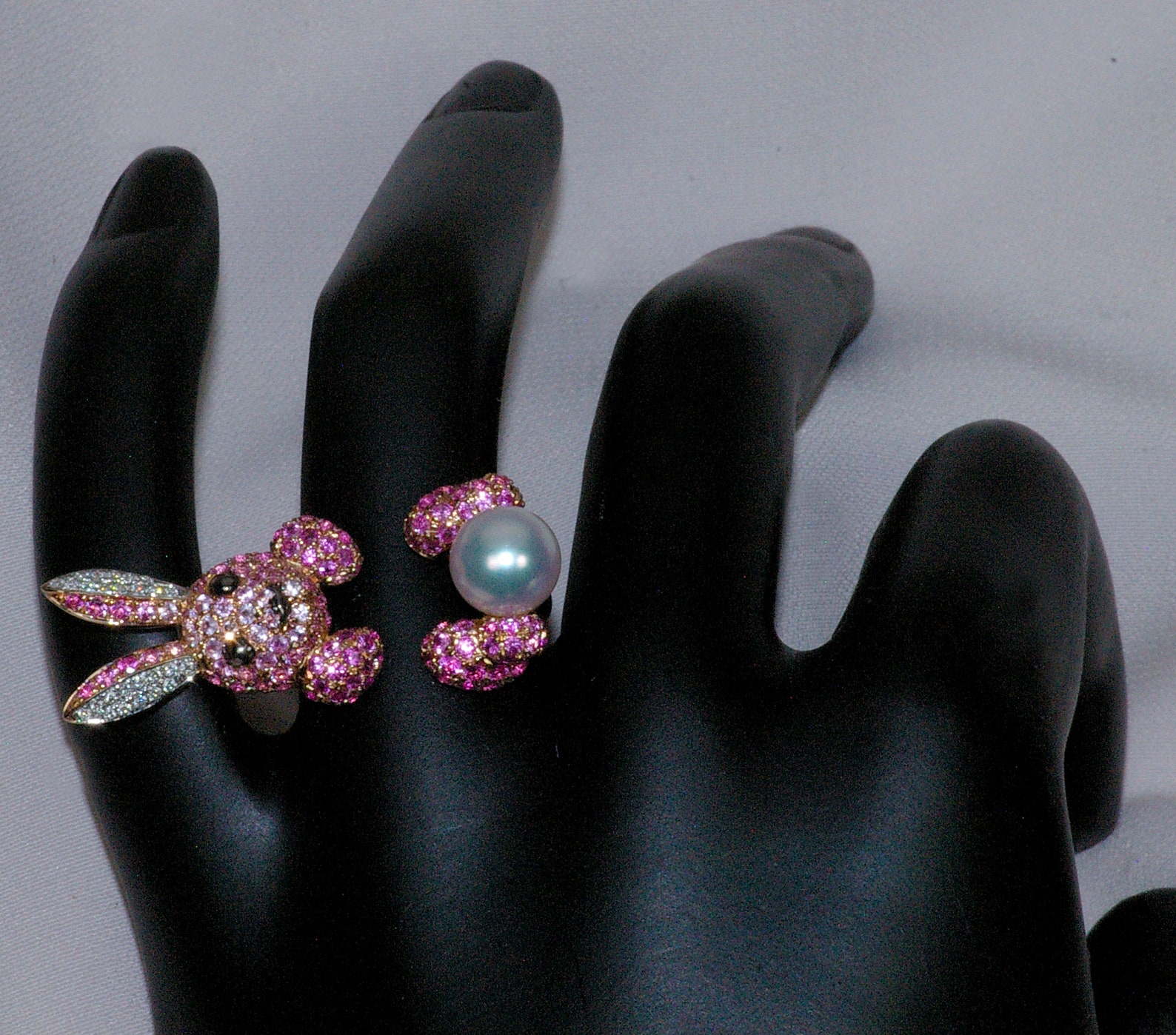 18k Bunny Rabbit Ring Wrap Around Animal Pink Sapphire - Etsy