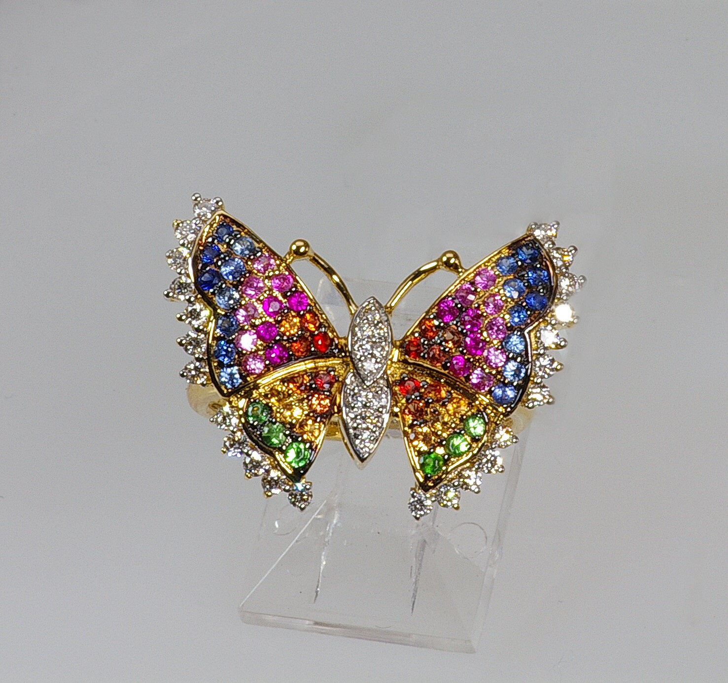 18k butterfly ring filigree multi color multi gem diamond - Etsy.de