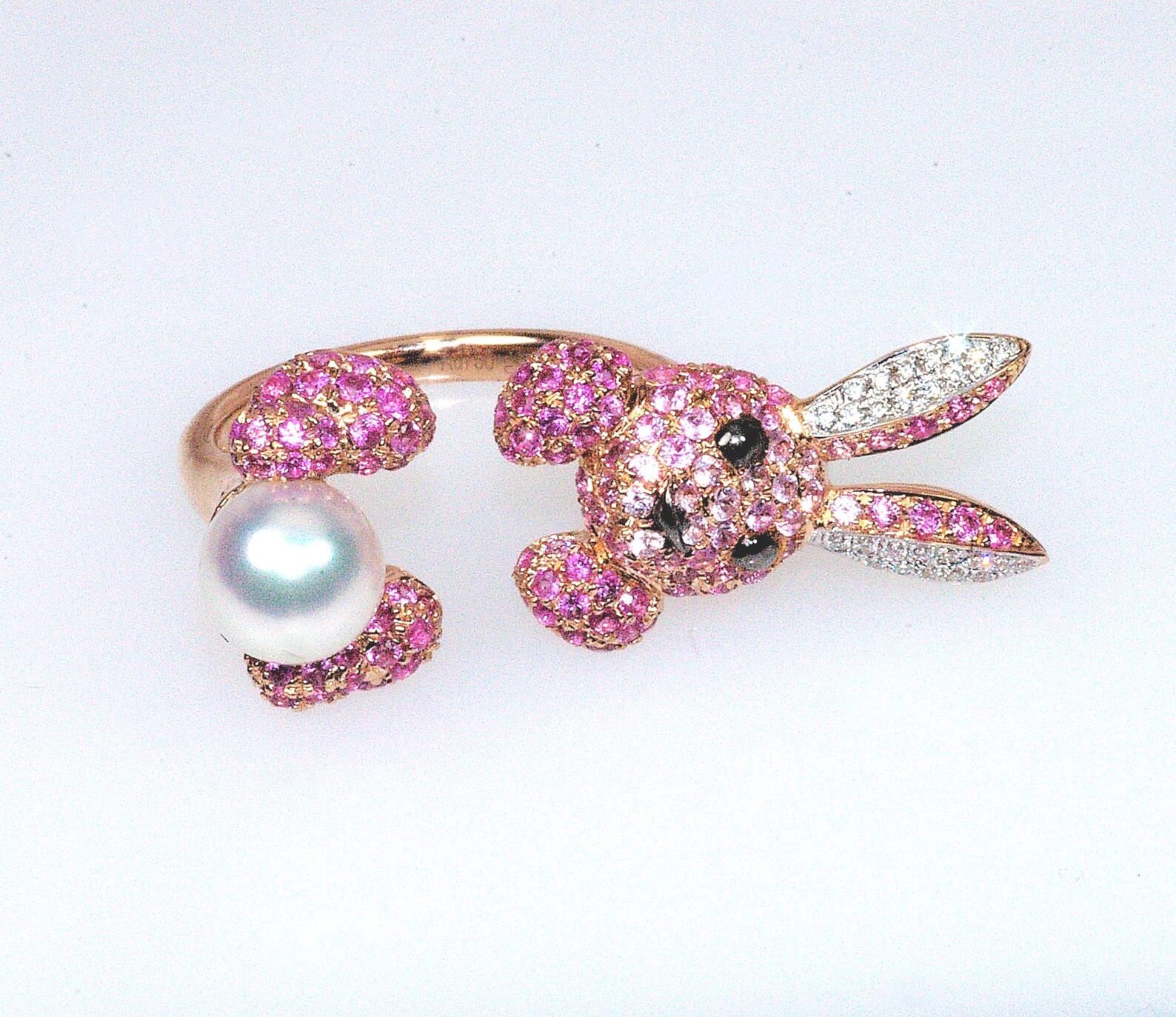 18k Bunny Rabbit Ring, Wrap Around, Animal, Pink Sapphire, Ruby, South ...