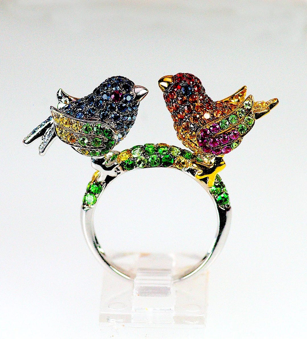 18k, Bird Ring, Cockatiel, Parakeet, Canary, Love Birds, White Gold ...